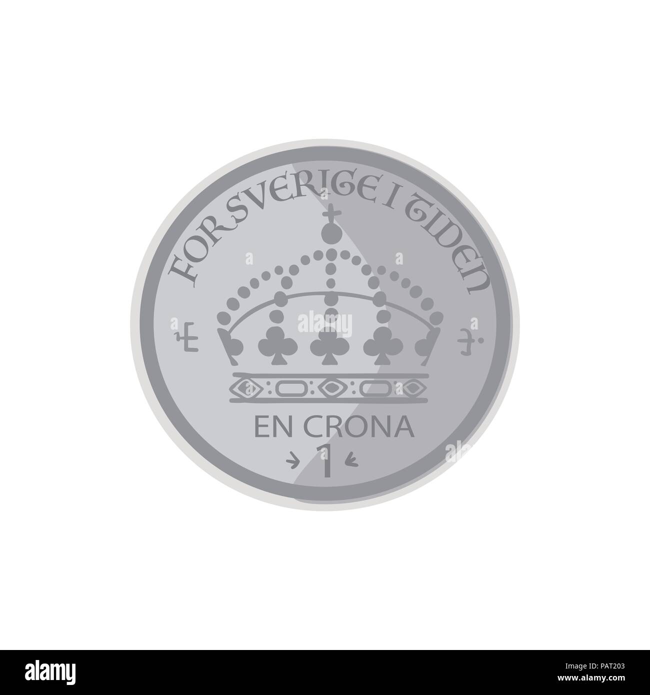 Sweden coin symbol vector illustration. Swedish one crown icon isolated ...