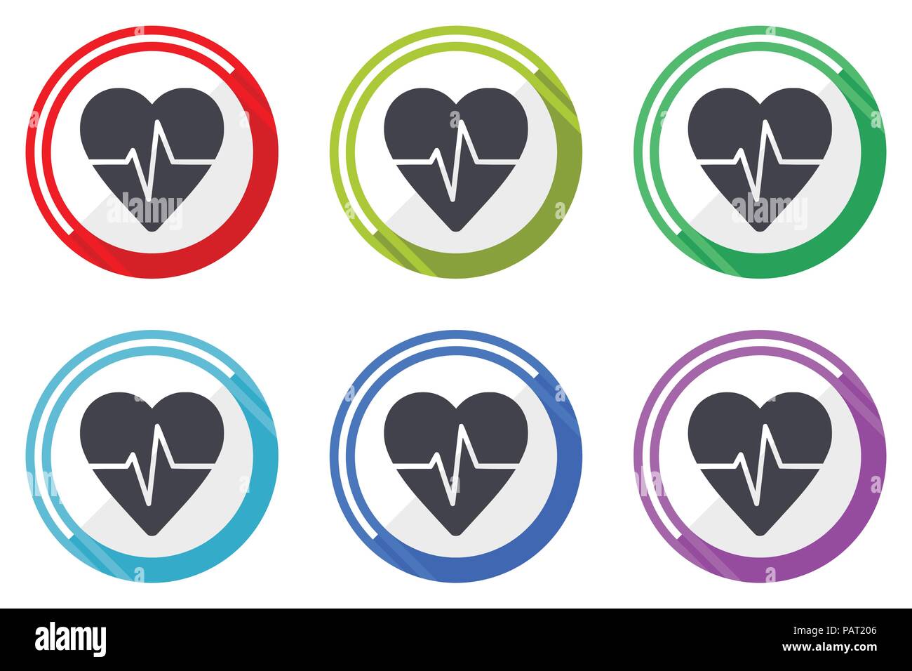 Pulse vector icon set. Colorful flat design web icons on white ...