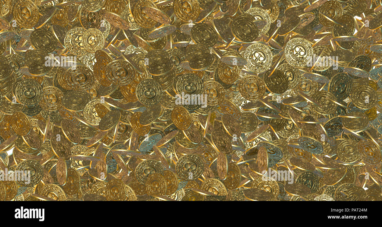 Rain of vintage gold coins. 3D render Stock Photo - Alamy