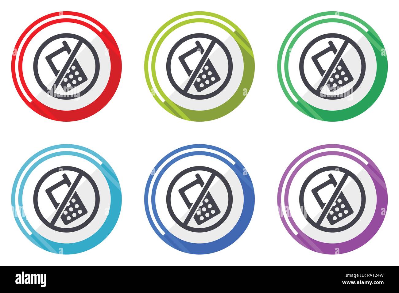 No phone vector icon set. Colorful flat design web icons on white ...