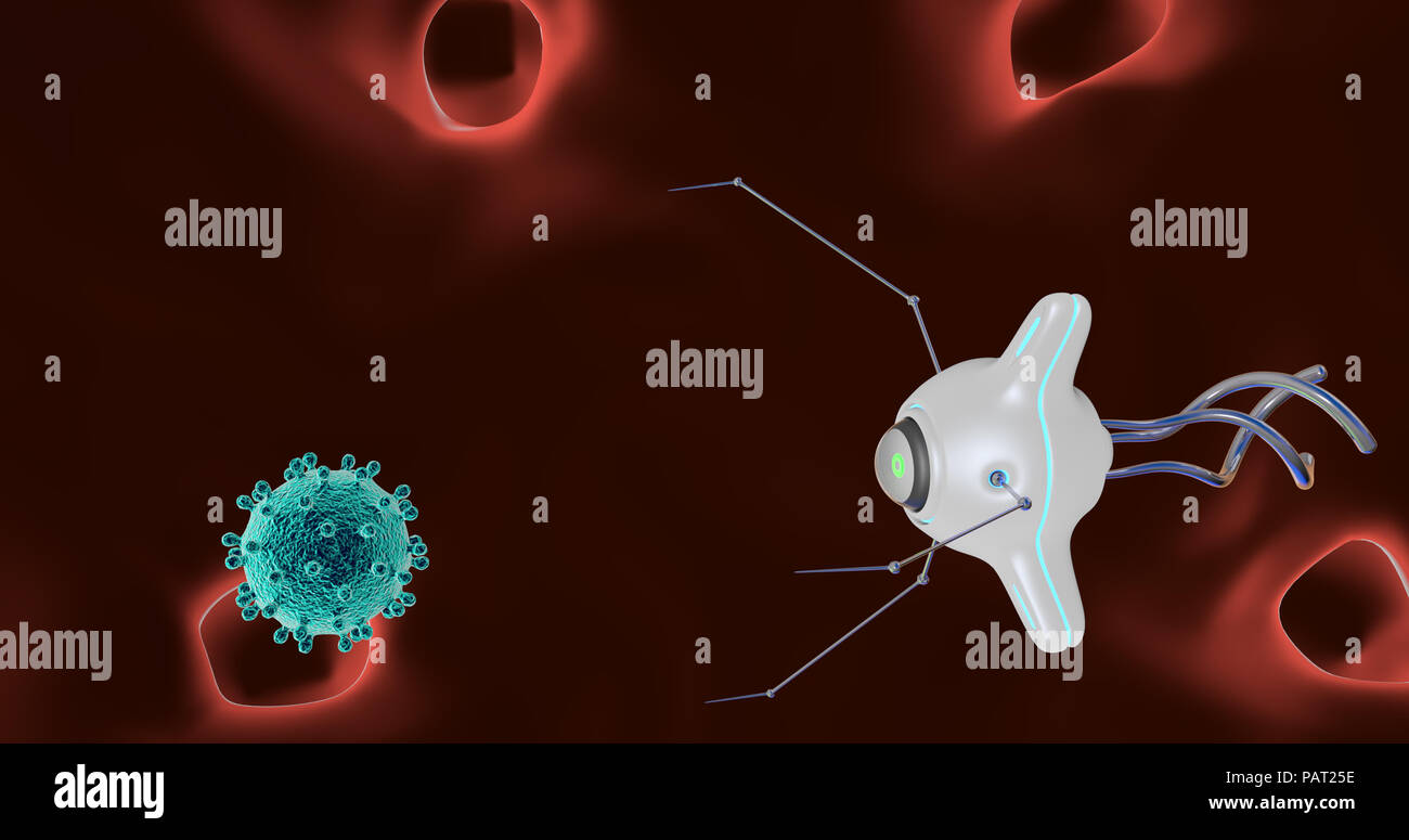 The nanorobot catches and destroys the virus. 3D render Stock Photo - Alamy