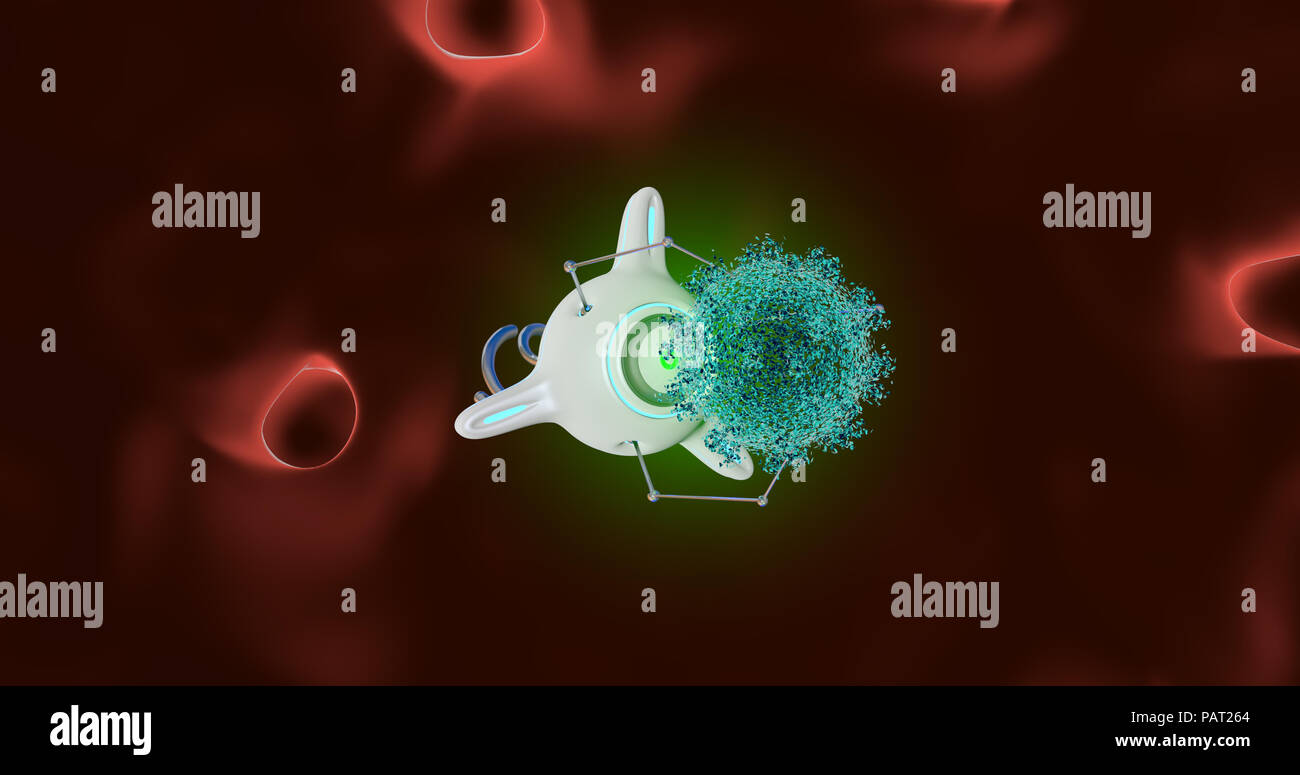 The nanorobot catches and destroys the virus. 3D render Stock Photo - Alamy
