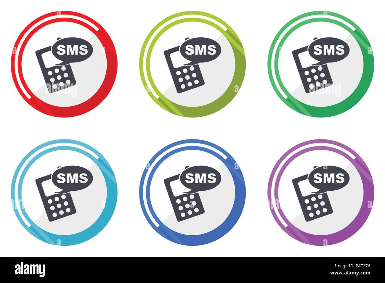 Sms vector icon set. Colorful flat design web icons on white background ...