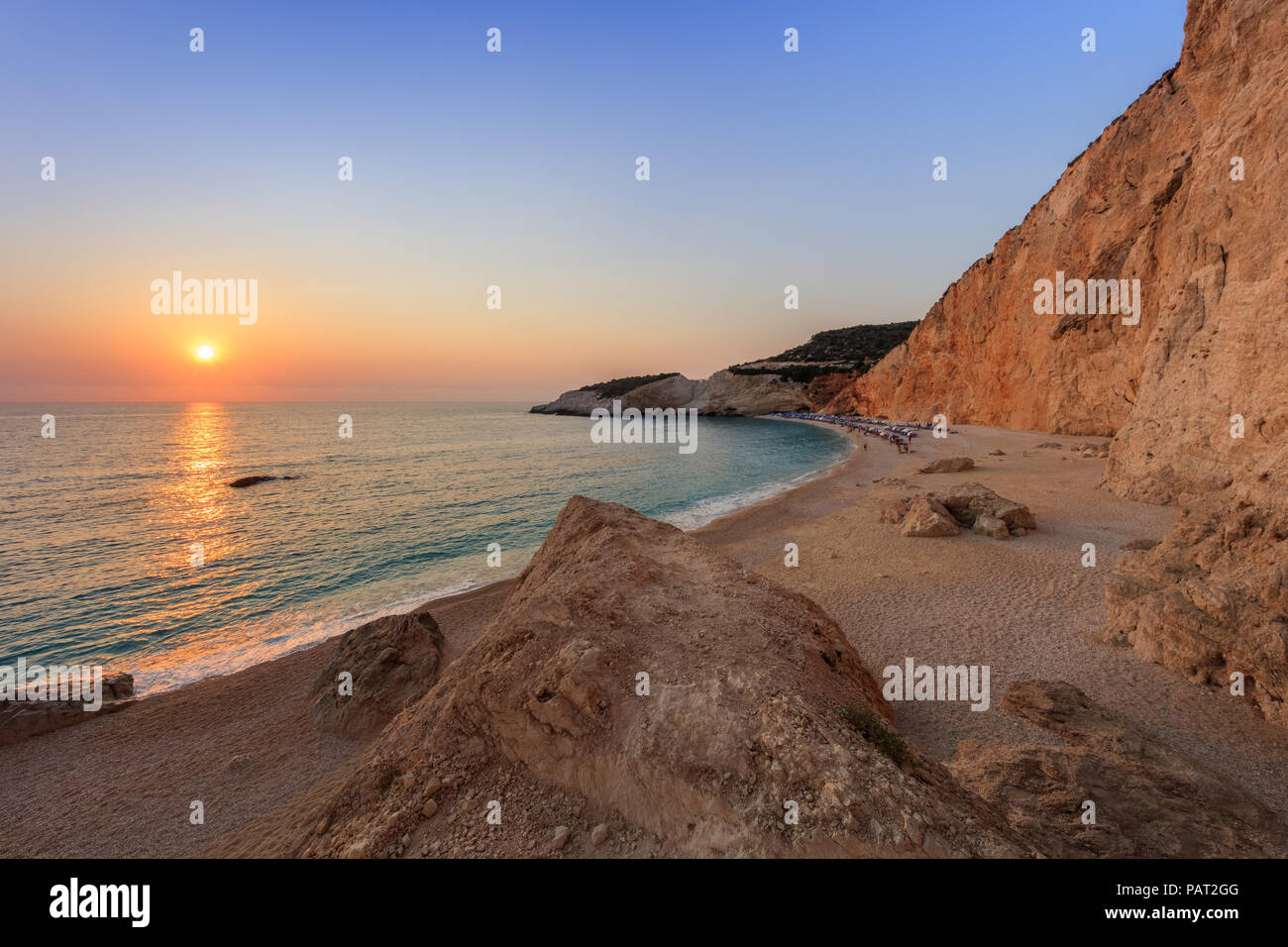 sunset in Porto Katsiki beach. Lefkada, Greece Stock Photo - Alamy