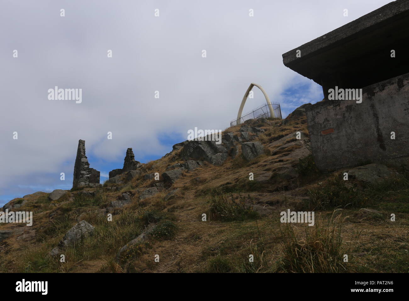 World war one lookout and Whale bone arch North Berwick Law Scotland ...