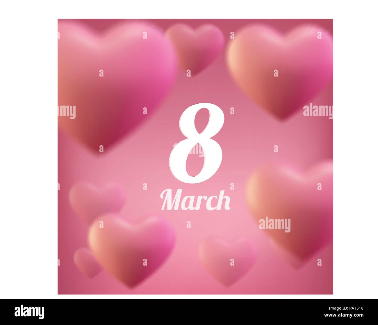 8 March Women's Day greeting card template . Pink ballon heart , Love ...