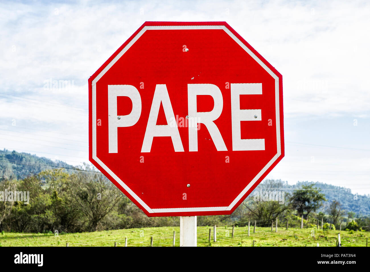 Brazilian stop sign. Lauro Muller, Santa Catarina, Brazil Stock Photo ...