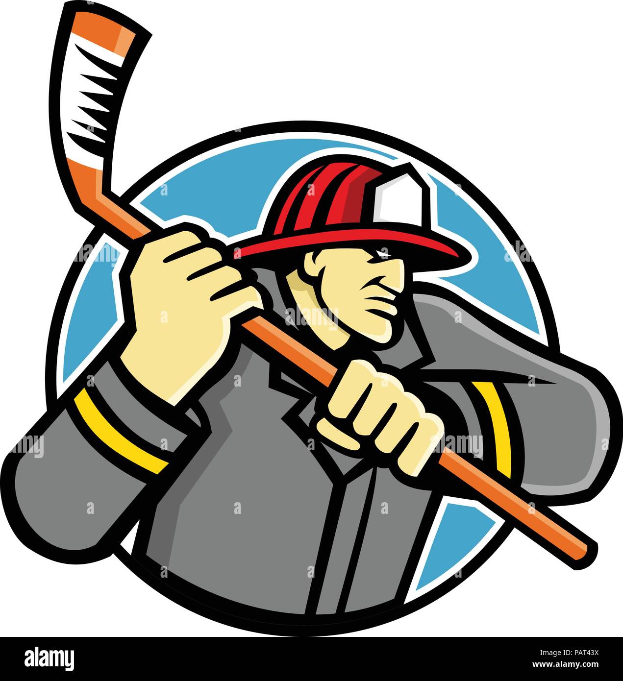 Mascot icon illustration of bust of a fireman or firefighter, a rescuer ...