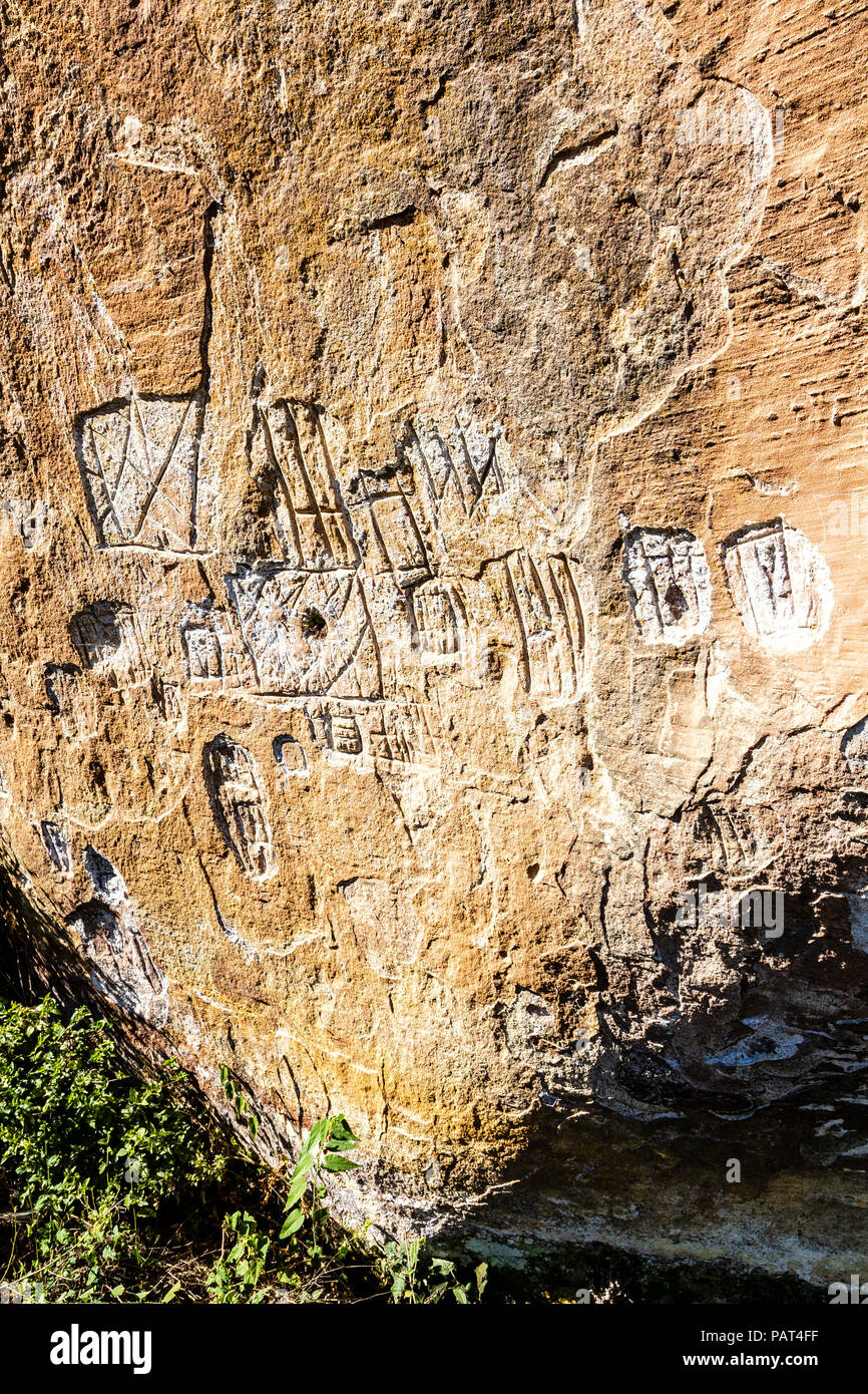 Rock engravings made by native people who used to live in the region ...