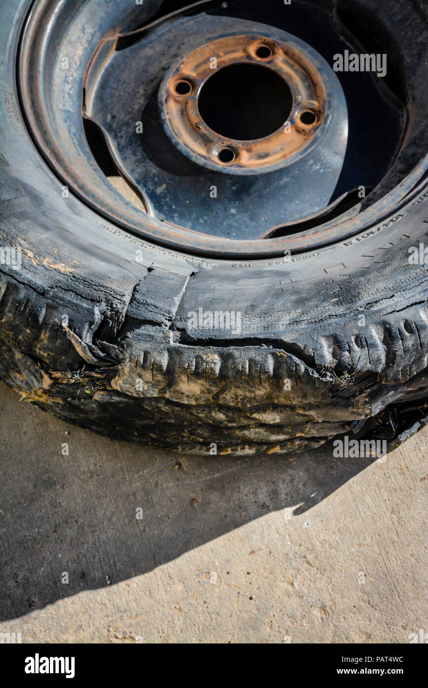 Blown tire hi-res stock photography and images - Alamy