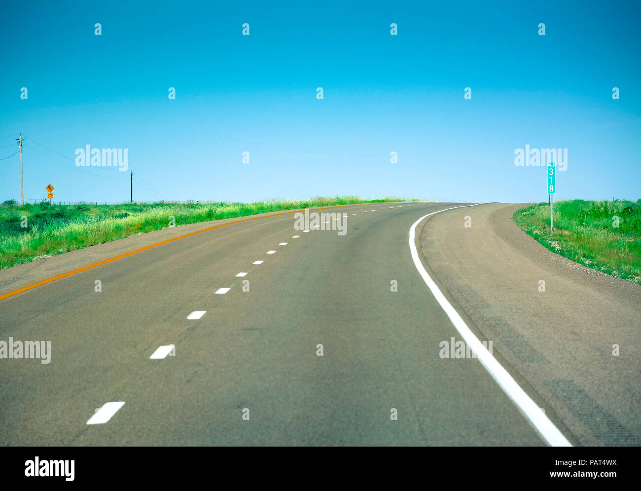 a lonely feeling, empty highway with Mile Marker 318 in Eastern New ...