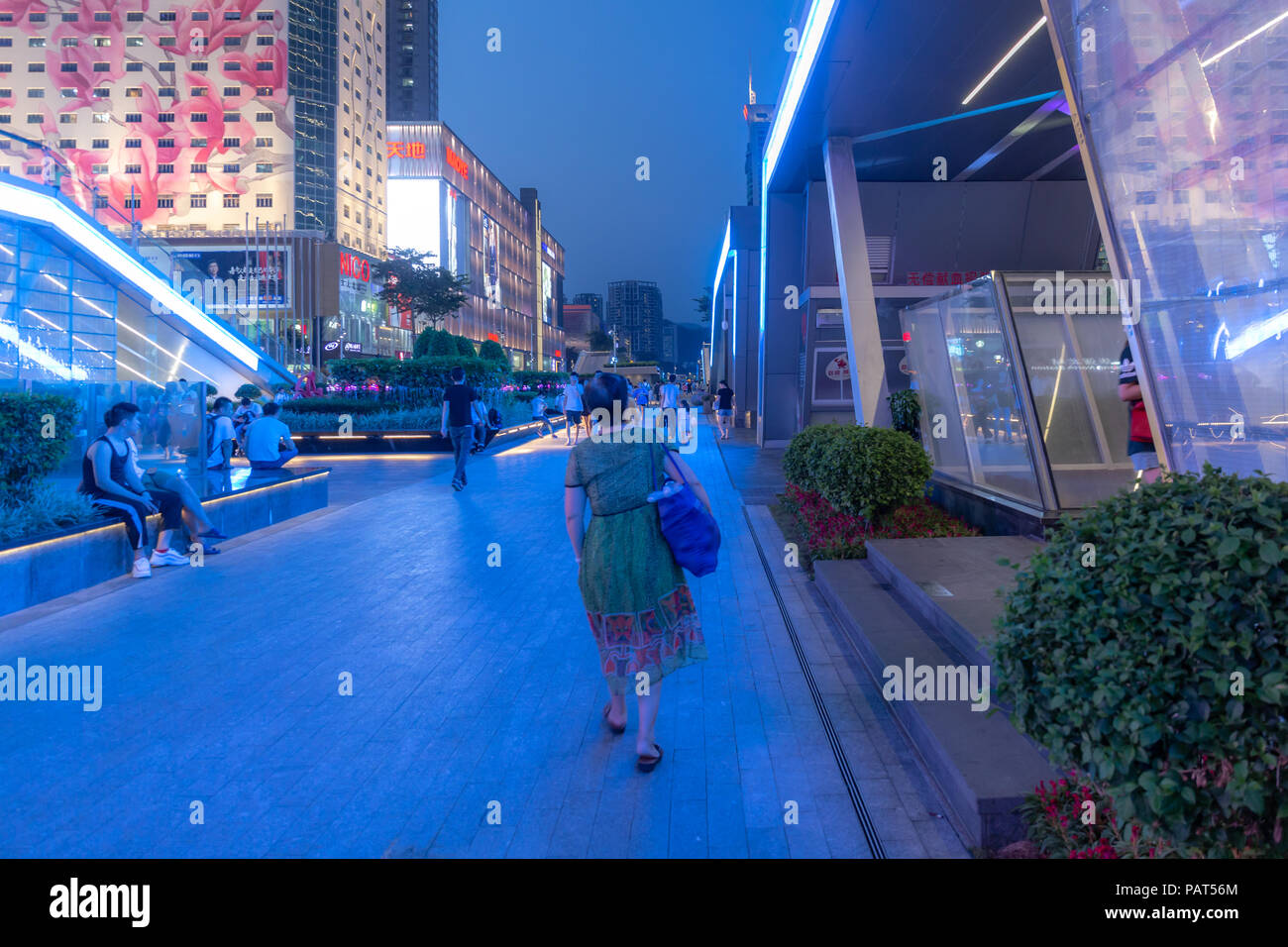 July 21, 2018-Shenzhen, China: People walking at promenade at ...
