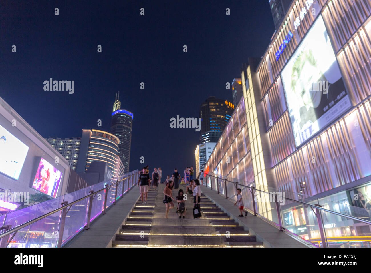 July 21, 2018-Shenzhen, China: People walking at promenade at ...