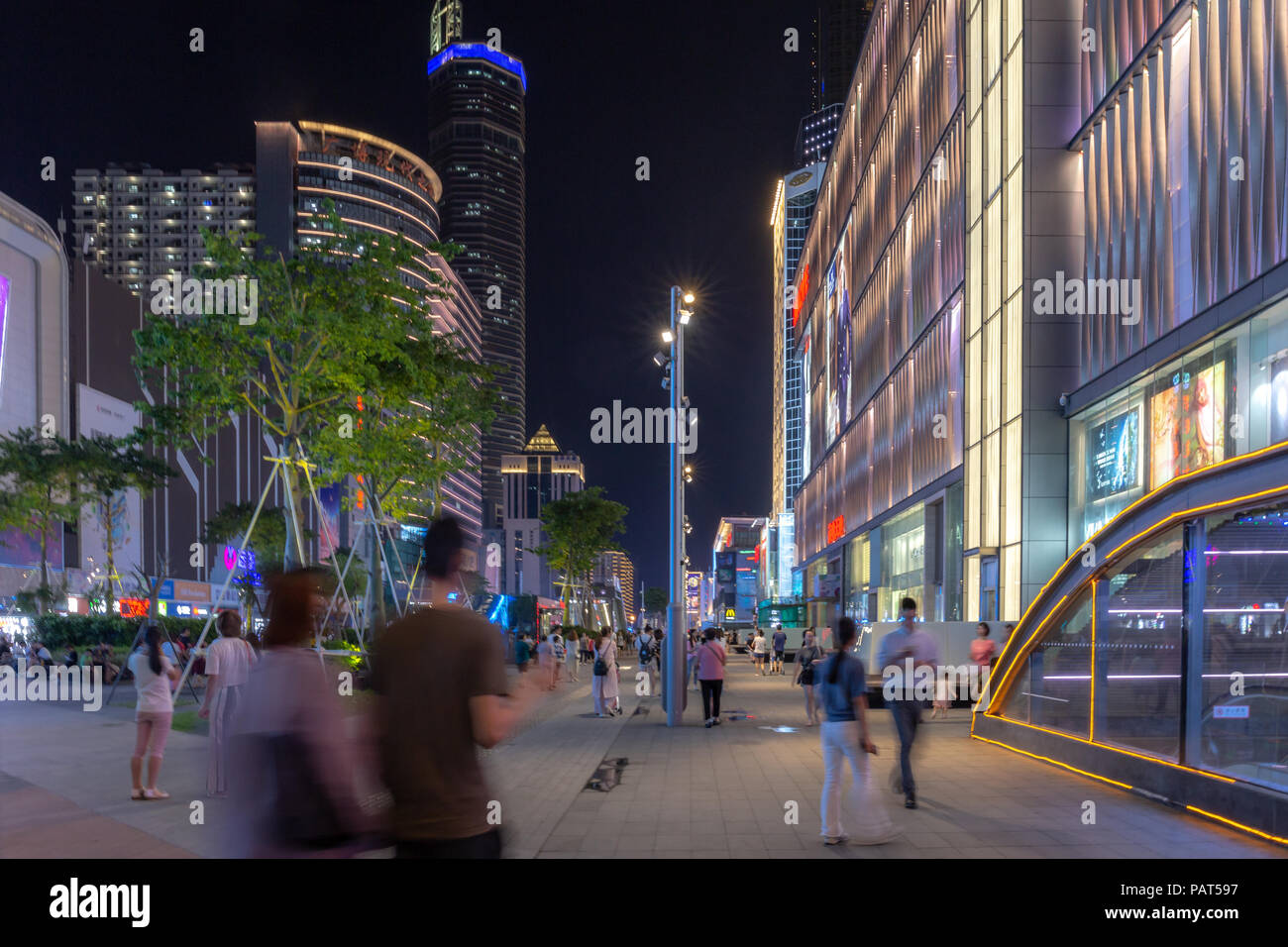 July 21, 2018-Shenzhen, China: People walking at promenade at ...