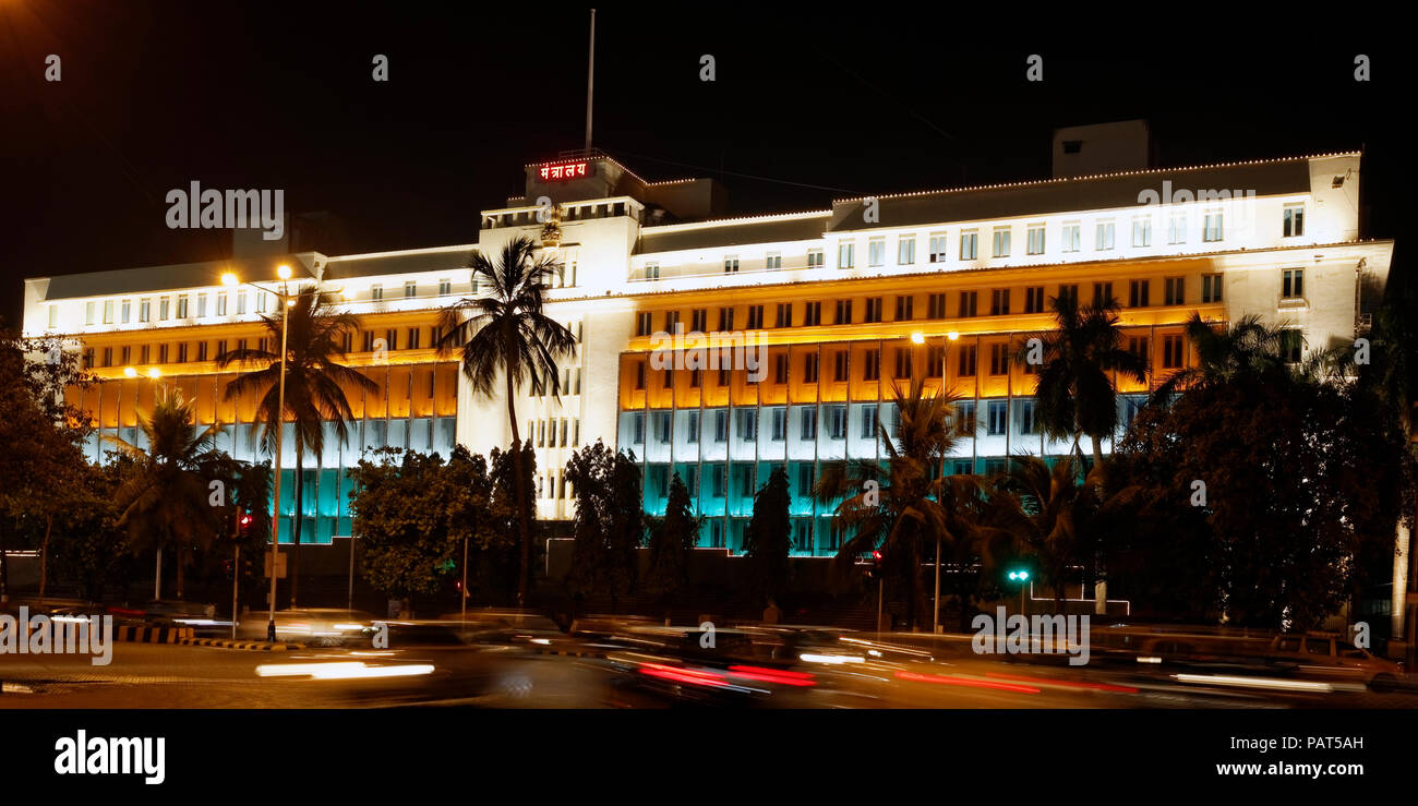 Secretariat building with lighting of Indian Tricolour at late evening ...