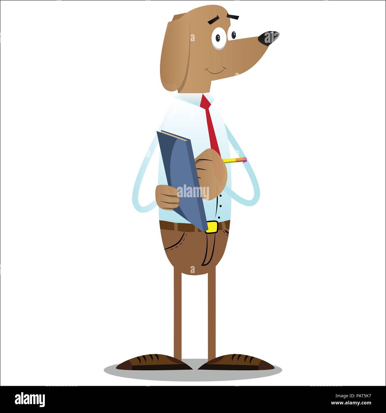 Cartoon illustrated business dog writing on a books cover Stock Vector ...