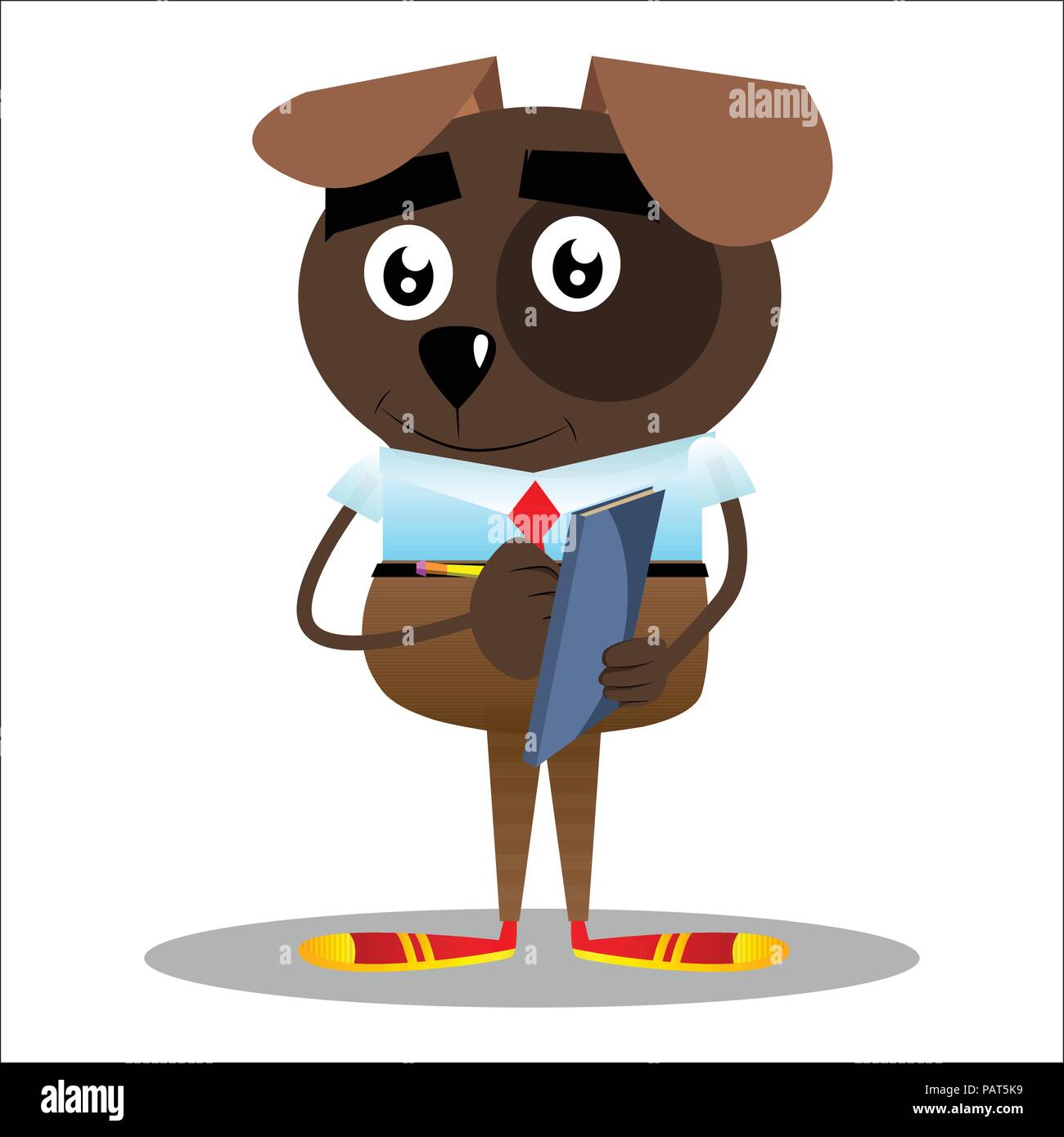 Cartoon illustrated business dog writing on a books cover Stock Vector ...