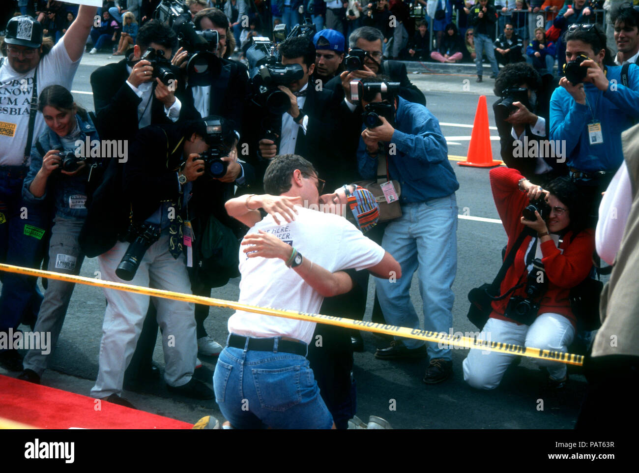 LOS ANGELES, CA - MARCH 30: A general view of atmosphere of protestors ...