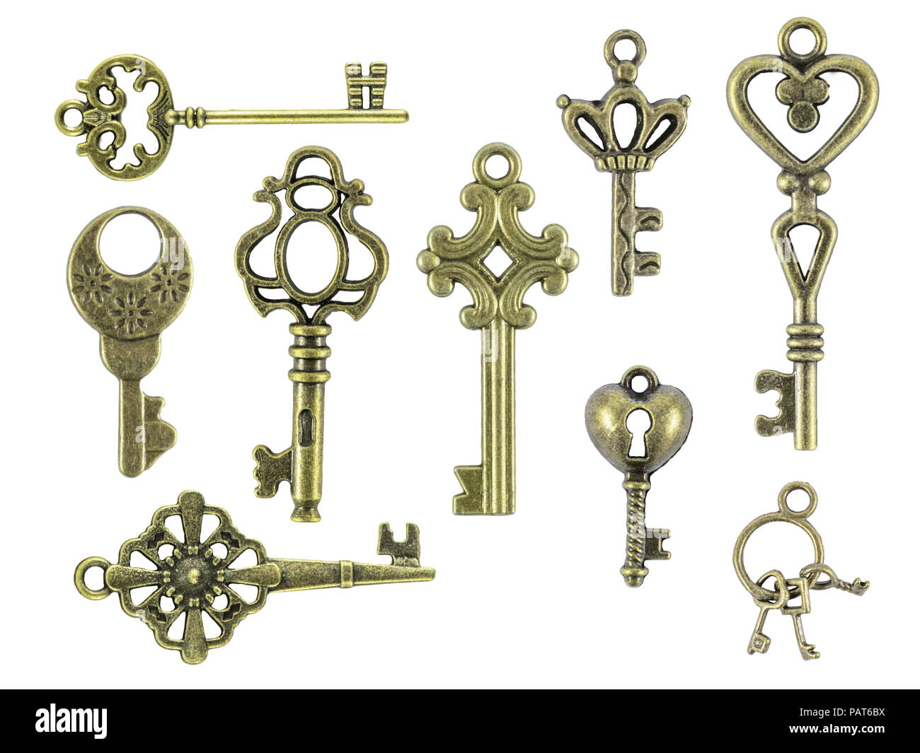 Set of old vintage keys isolated on white Stock Photo - Alamy