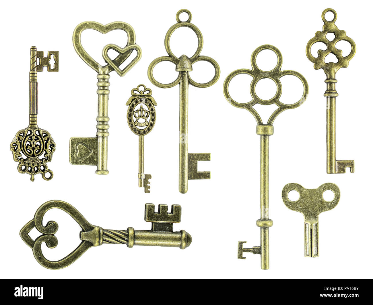 Set of old vintage keys isolated on white Stock Photo - Alamy