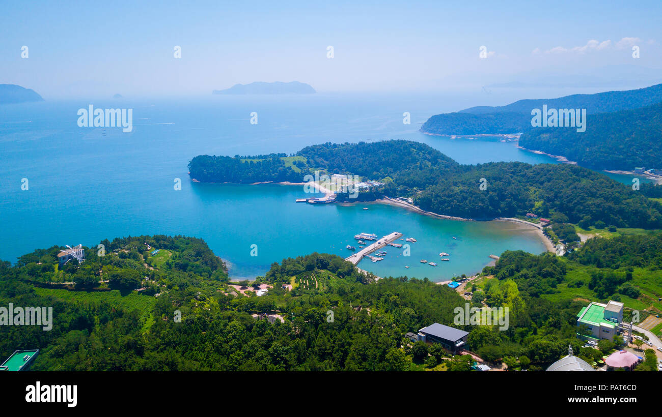 Aerial view of Goseong city of South Korea. Beautiful nature of Goseong ...