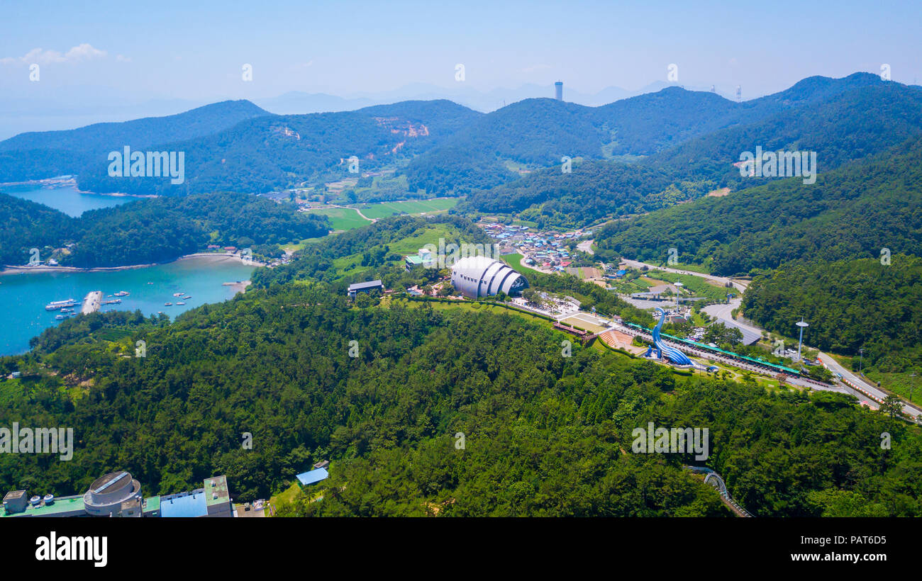 Aerial view of Goseong city of South Korea. Beautiful nature of Goseong ...