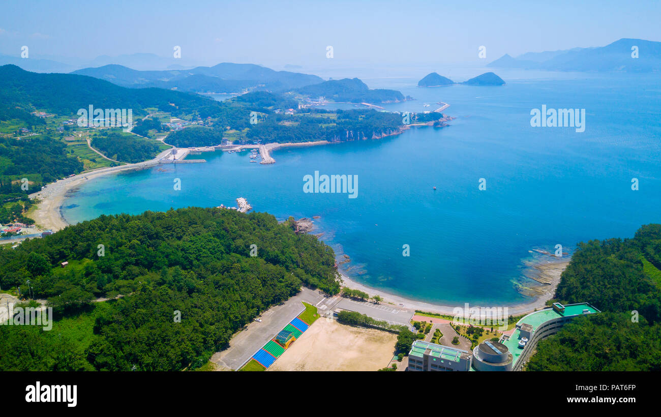 Aerial view of Goseong city of South Korea. Beautiful nature of Goseong ...