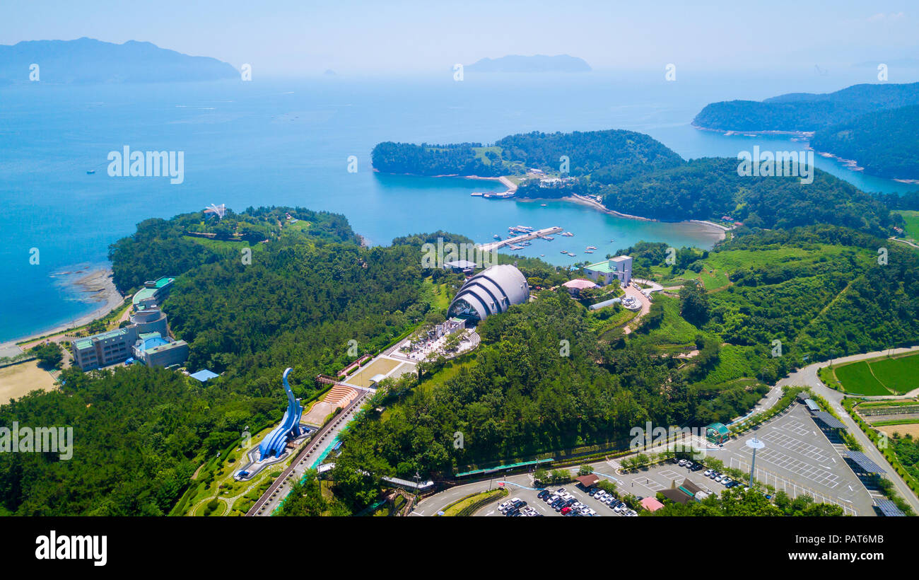 Aerial view of Goseong city of South Korea. Beautiful nature of Goseong ...