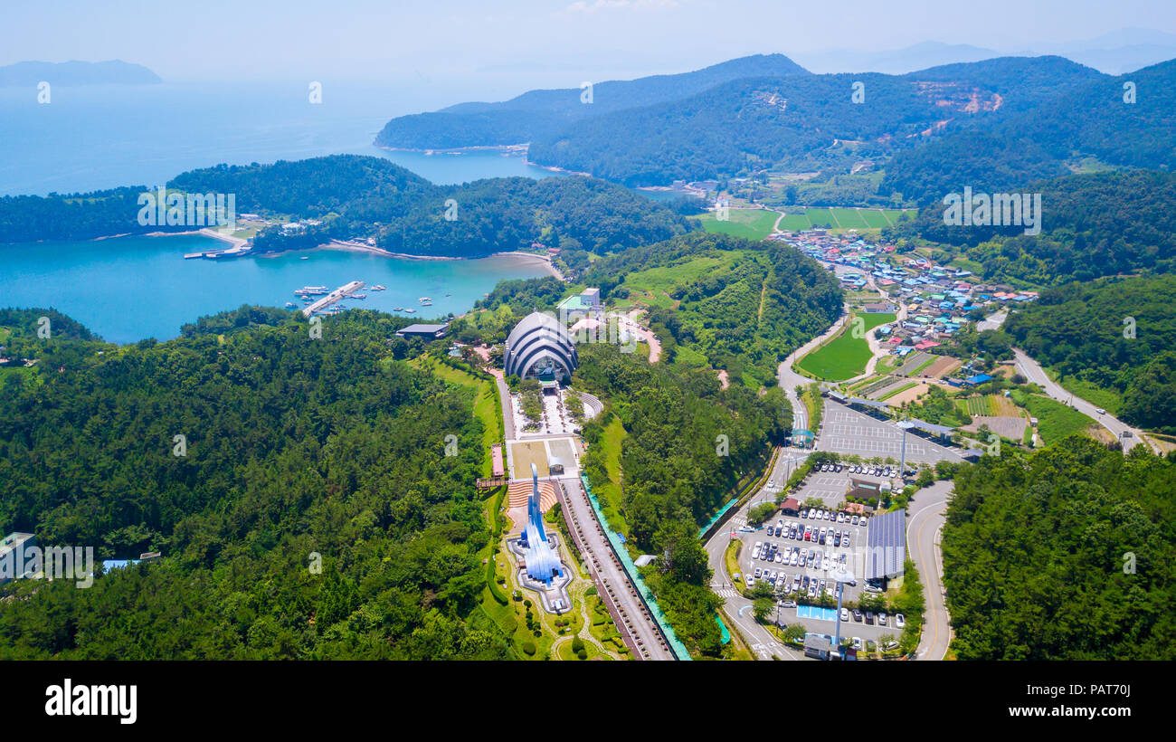 Aerial view of Goseong city of South Korea. Beautiful nature of Goseong ...