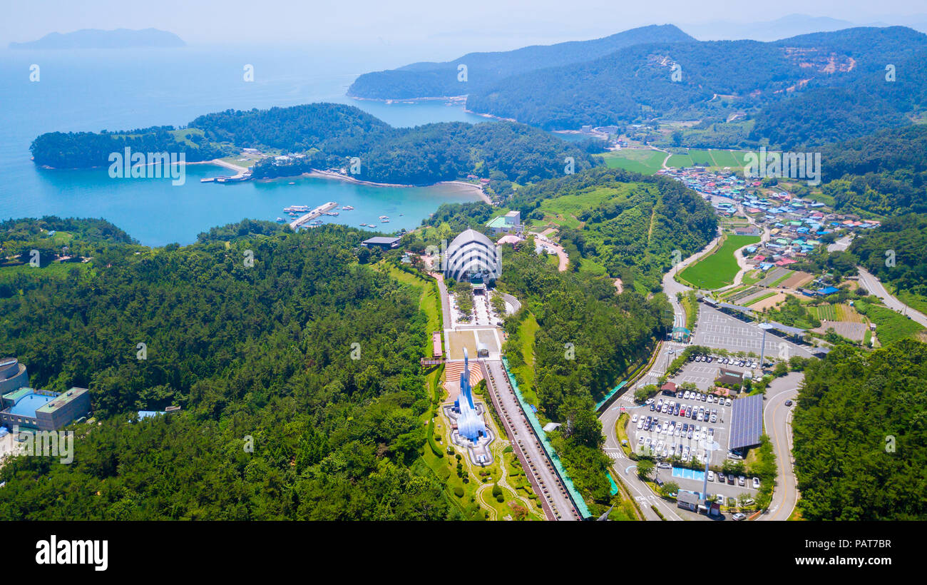 Aerial view of Goseong city of South Korea. Beautiful nature of Goseong ...