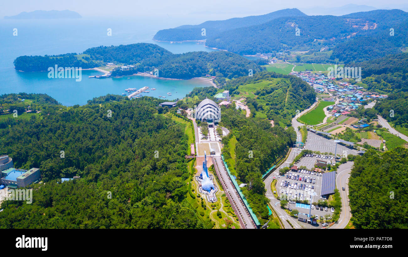 Aerial view of Goseong city of South Korea. Beautiful nature of Goseong ...