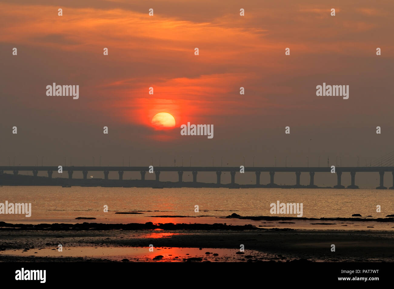 Sunset At Bandra Worli Sea Link also known as Rajiv Gandhi sea link ...
