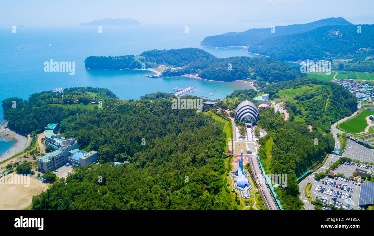Aerial view of Goseong city of South Korea. Beautiful nature of Goseong ...