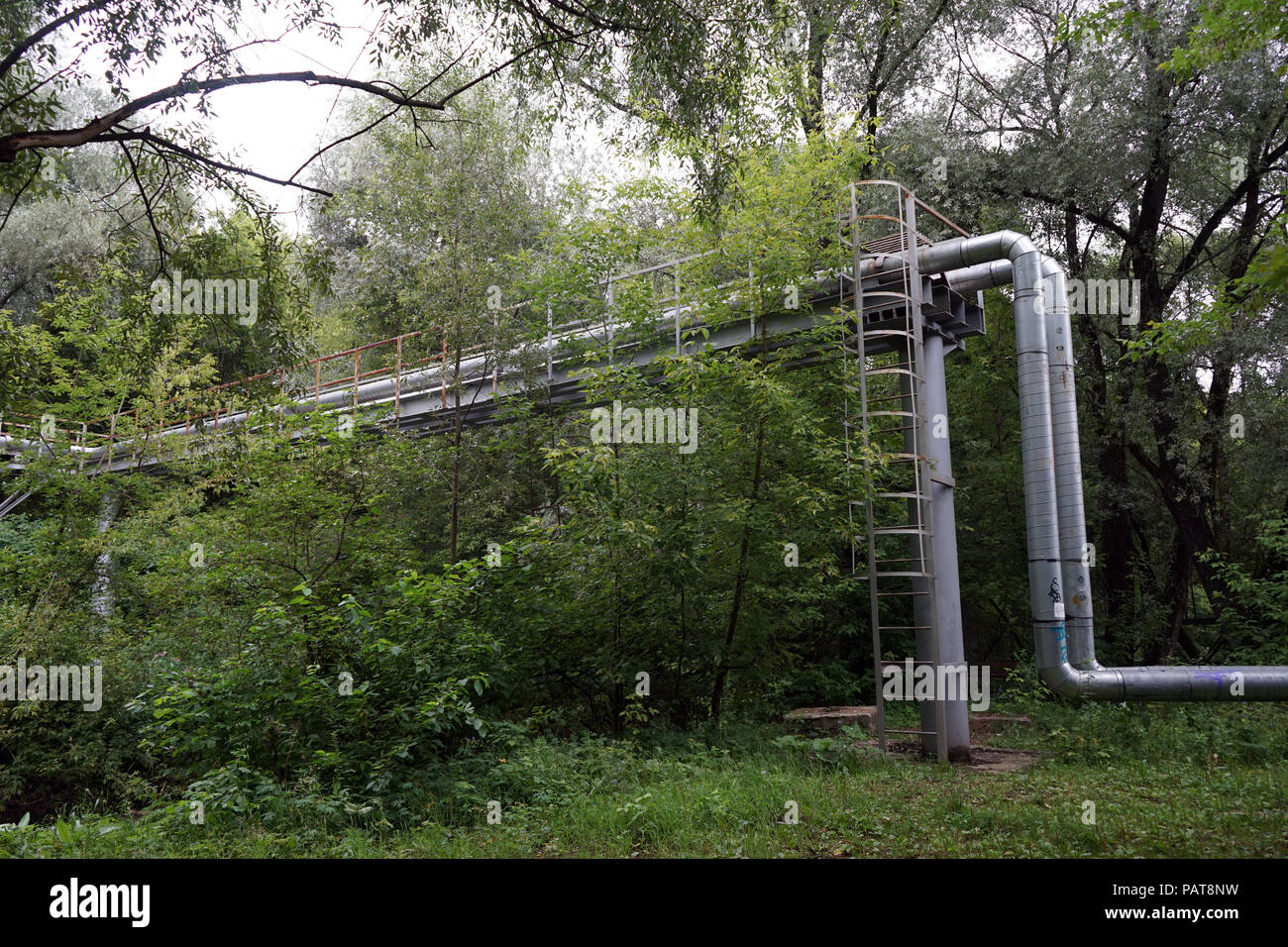 Tube and bridge in the park near Setun river in Moscow, Russia Stock ...