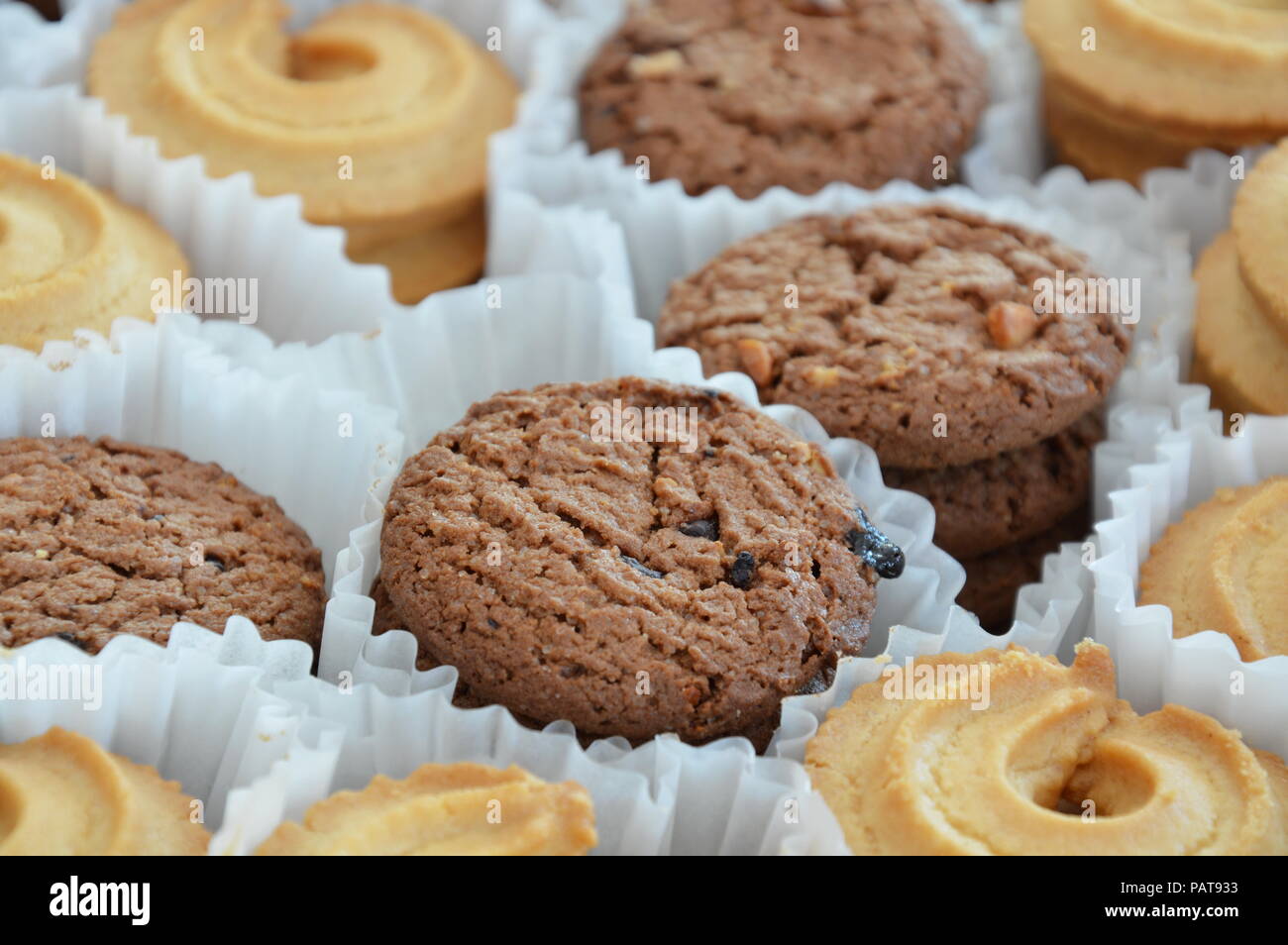butter cookie on paper tray in box Stock Photo - Alamy