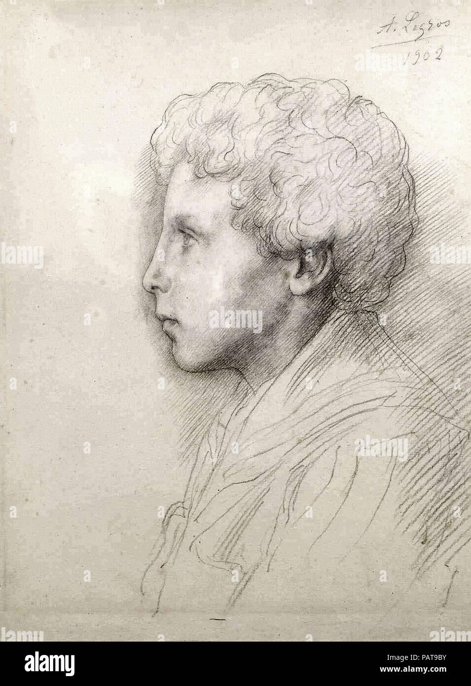 Legros Alphonse - Portrait of a Young Boy Stock Photo - Alamy