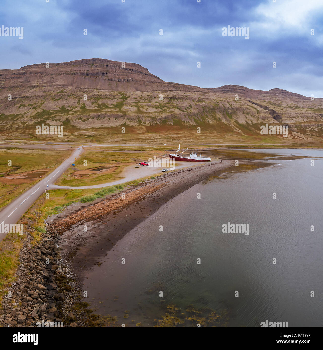 Stranded Trawler, Patreksfjordur, West Fjords, Iceland. This image is ...