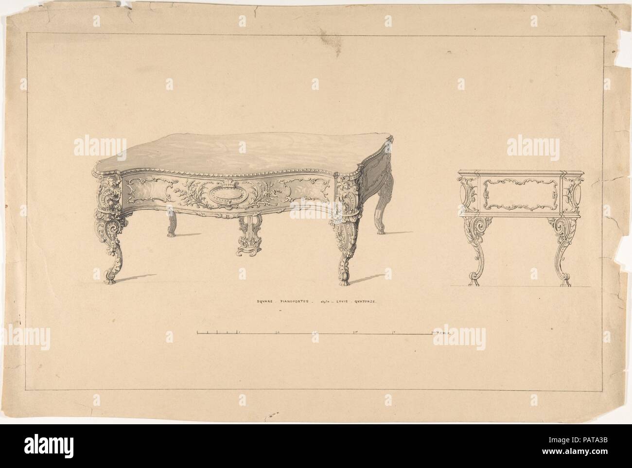 Design for Square Pianoforte, Louis Quatorze Style. Artist: Robert ...
