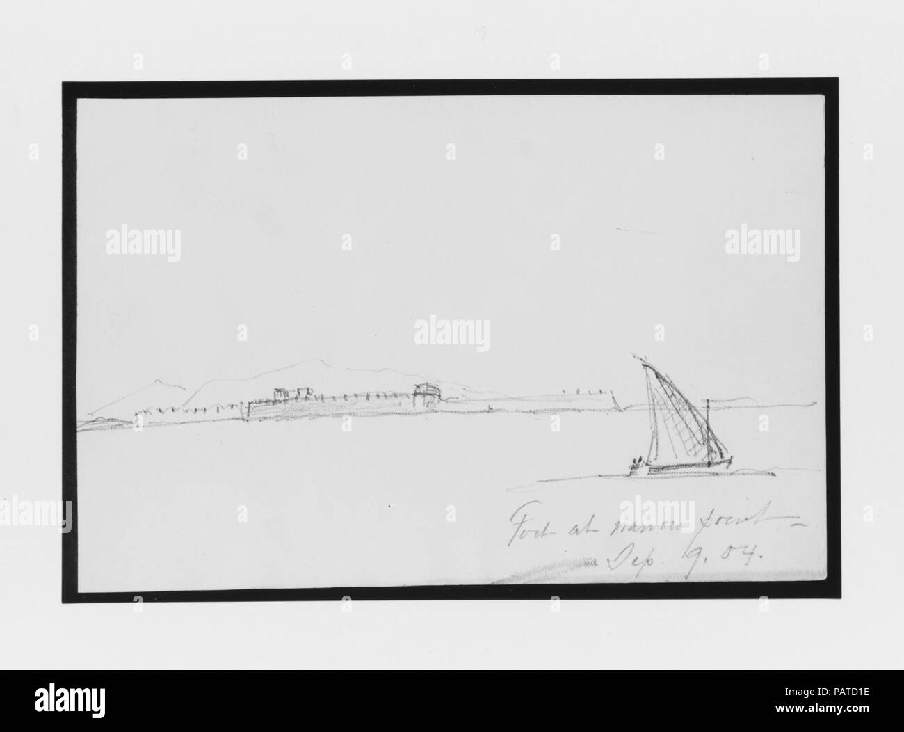 Mountains and Fort along Coast (from Sketchbook). Artist: Mary Newbold Sargent (1826-1906 ...