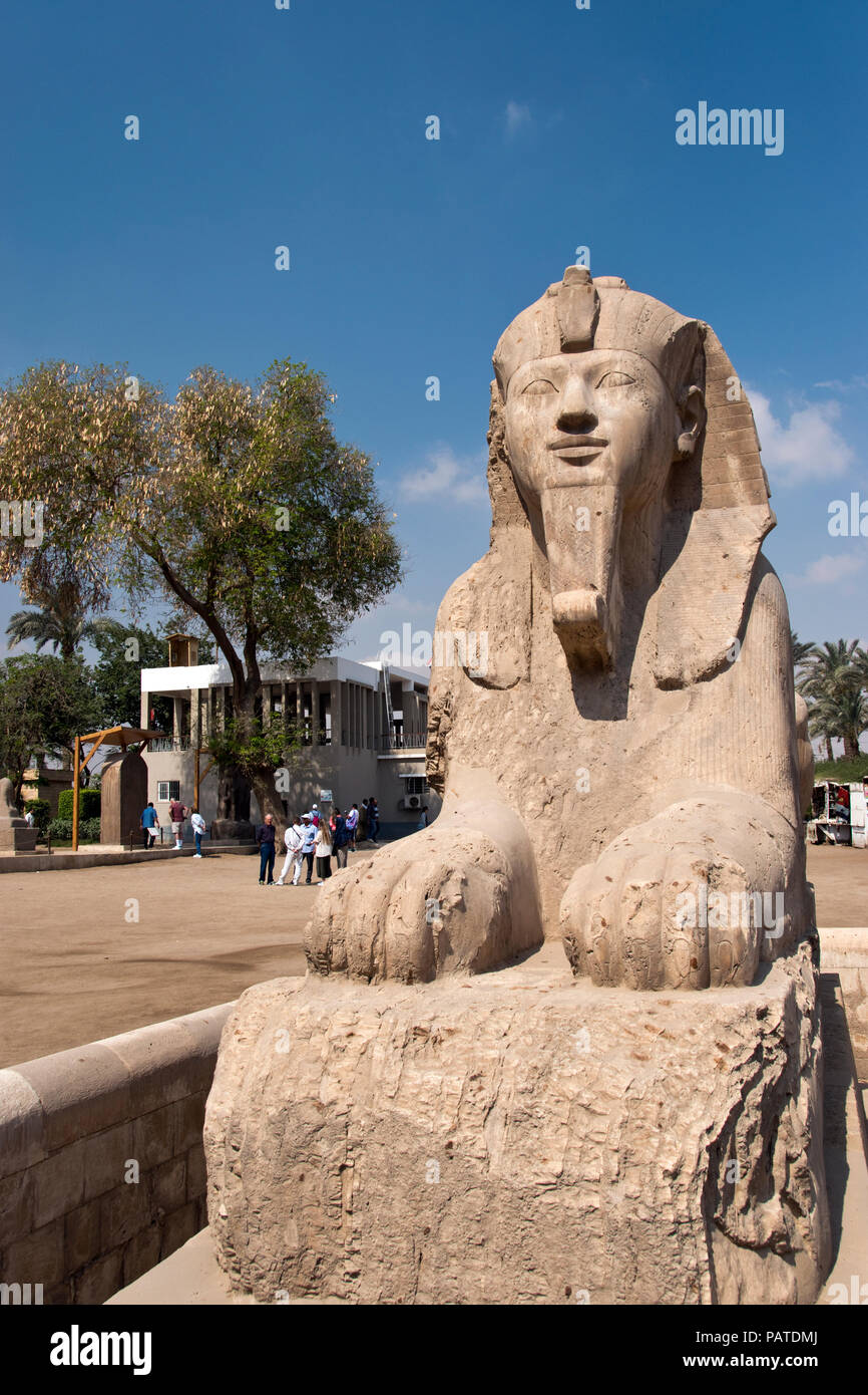 The Sphinx of Memphis, an alabaster sphinx with the face of a pharaoh ...