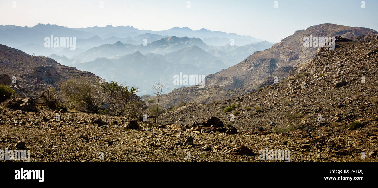 View of Al Hajar mountains in the emirate of Fujairah, UAE Stock Photo ...