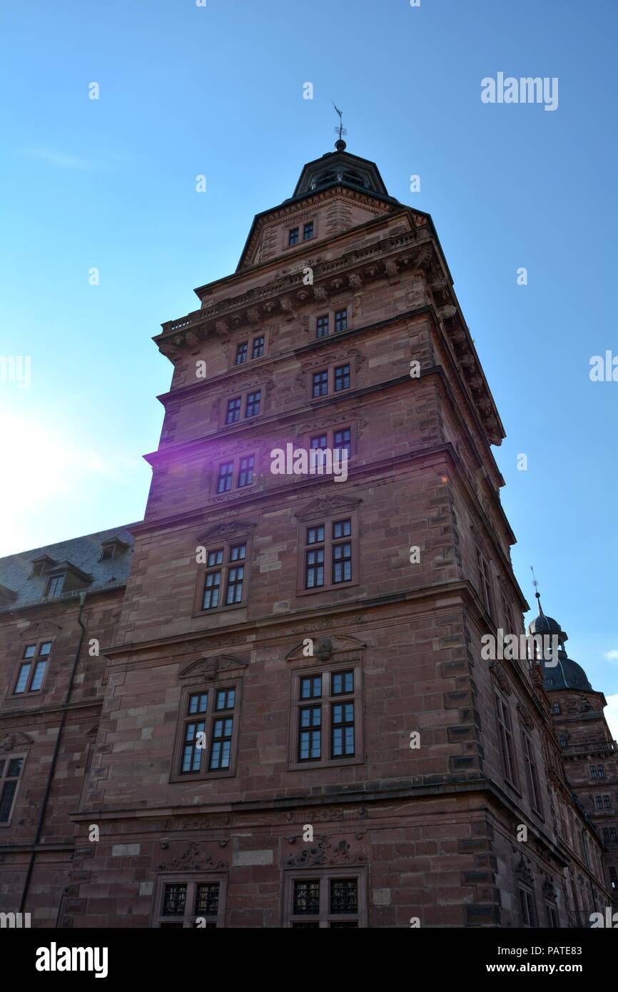 Bell tower of Johannisburg Castle in Aschaffenburg, Germany Stock Photo ...