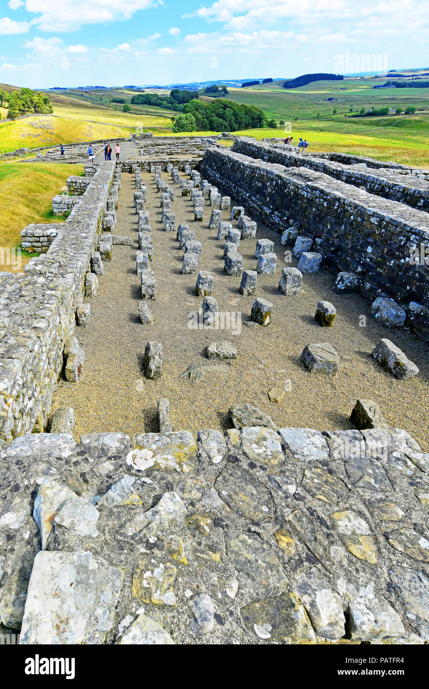 Housesteads Roman Fort granary storage rooms facing East Stock Photo ...