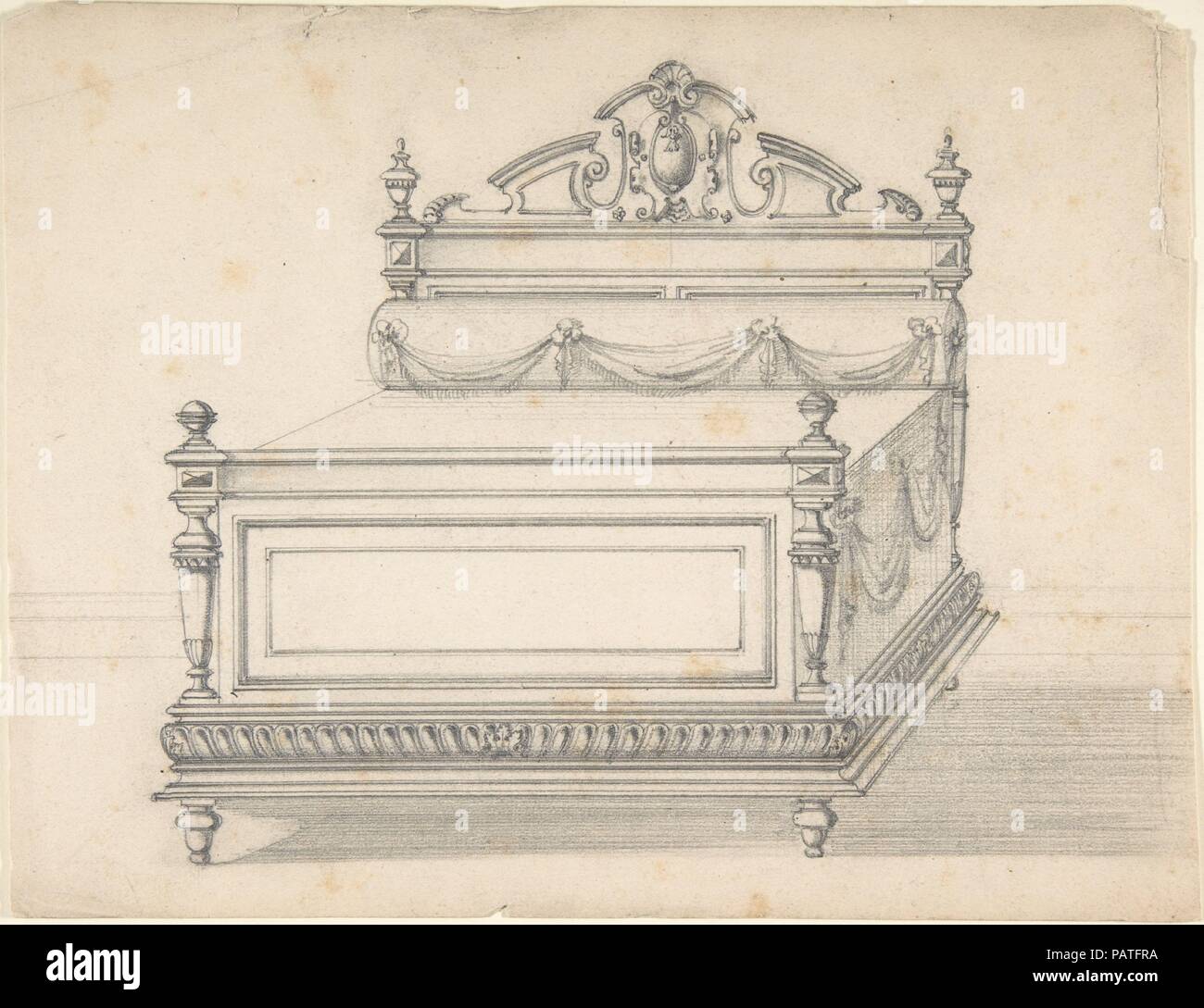 Design for Bed. Artist: Anonymous, French, 19th century. Dimensions: 7 ...