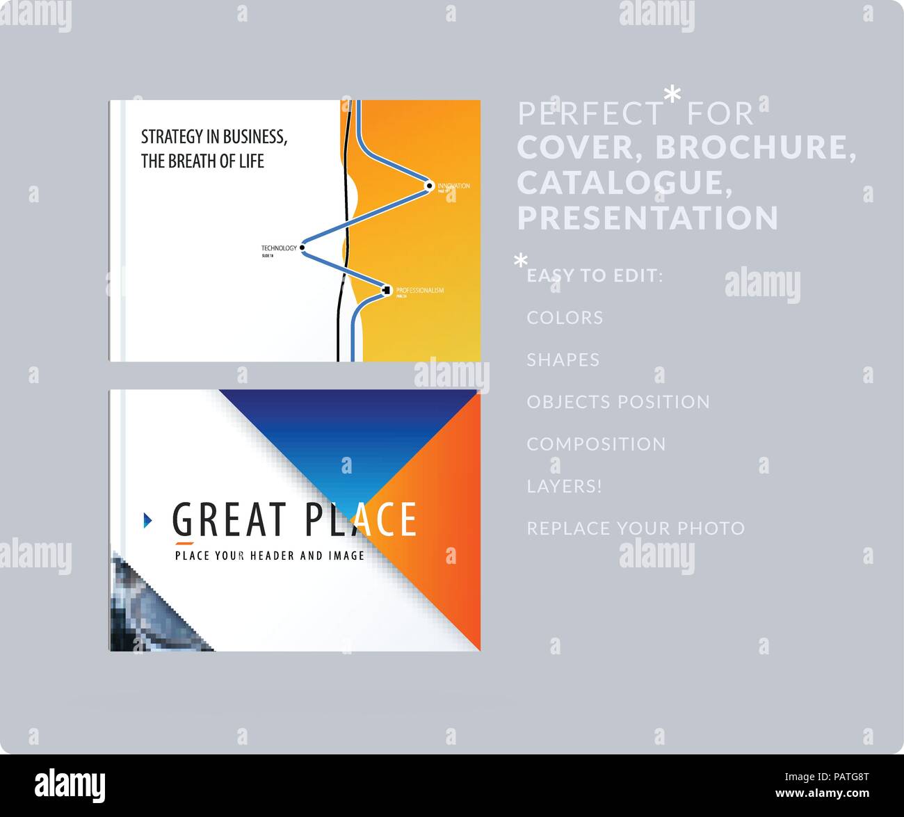 Soft design presentation template with colourful waves and lines ...