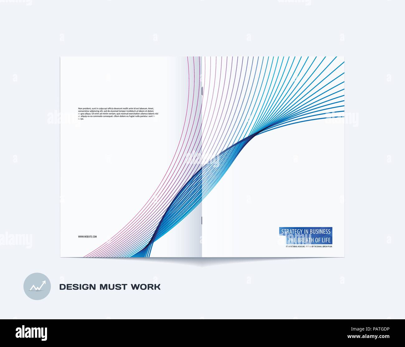 Abstract double-page brochure design soft style with colourful lines ...