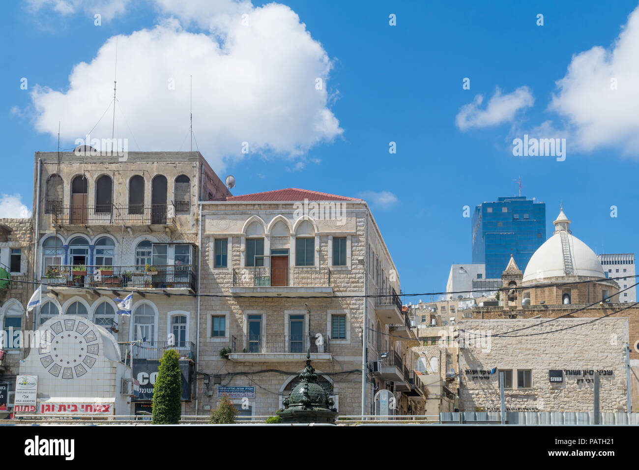 HAIFA, ISRAEL - JULY 21, 2018: View of Paris square, the Maronite ...