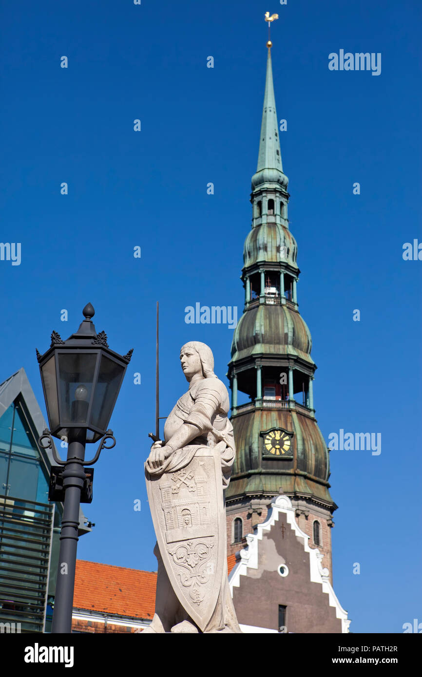 The house of the blackheads the statue of st roland hi-res stock ...
