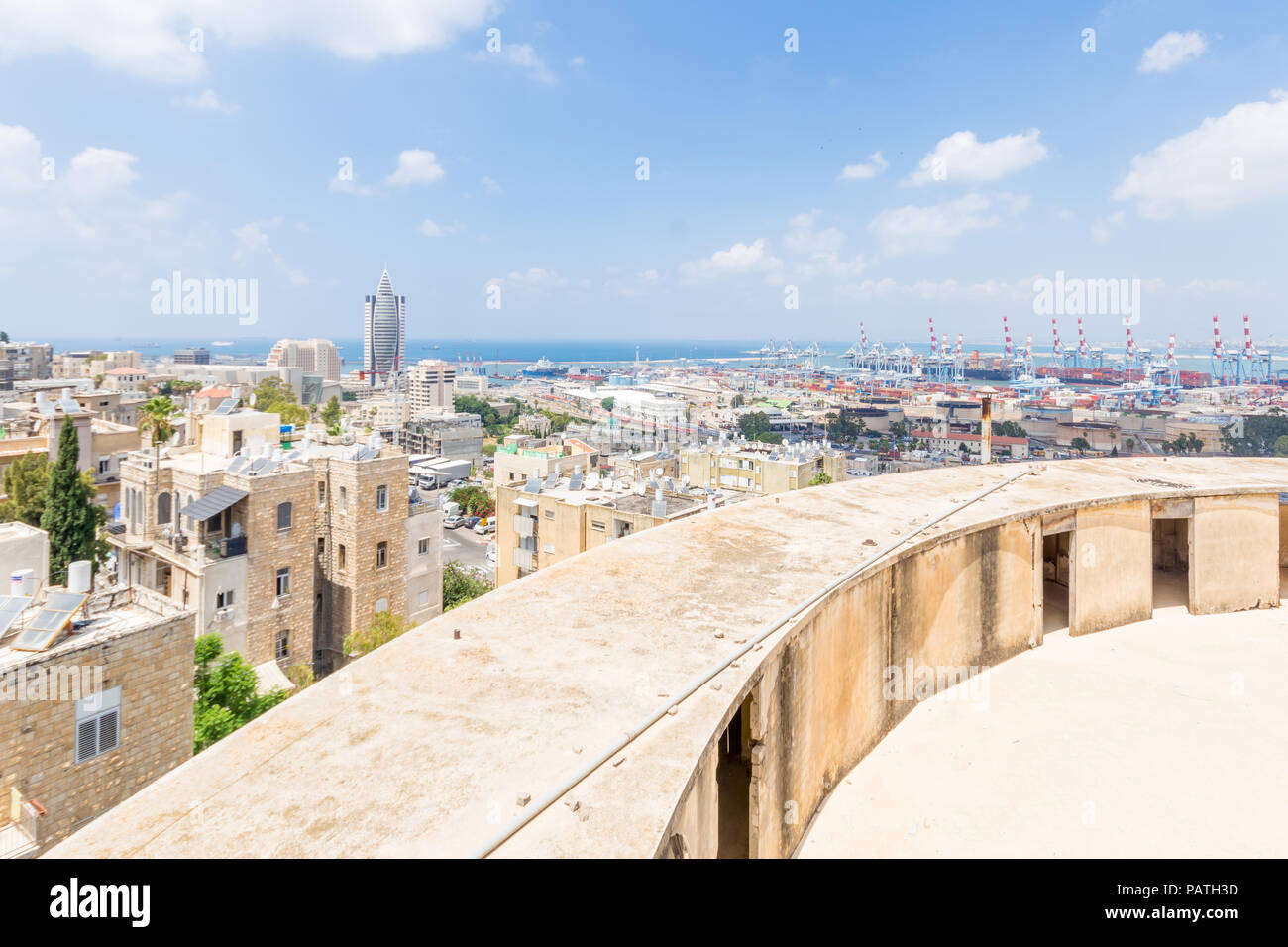 View of the downtown district of Haifa, and the harbor. Israel Stock ...