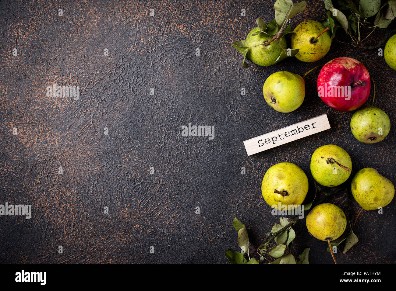 Autumn September background with pears Stock Photo - Alamy